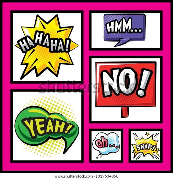 Pop Art Bubbles Detailed Style Collection Stock Vector (Royalty Free ...