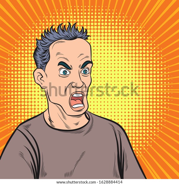 Pop Art Comic Retro Scared Men Stock Vector (Royalty Free) 1628884414 ...