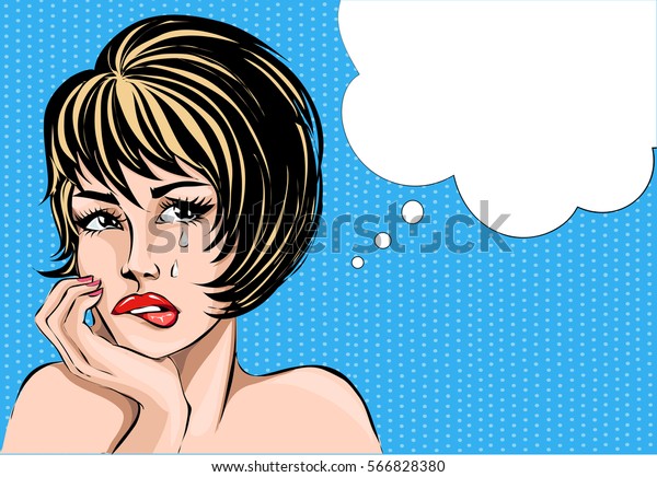 Pop Art Comics Style Crying Woman Stock Vector (Royalty Free) 566828380 ...