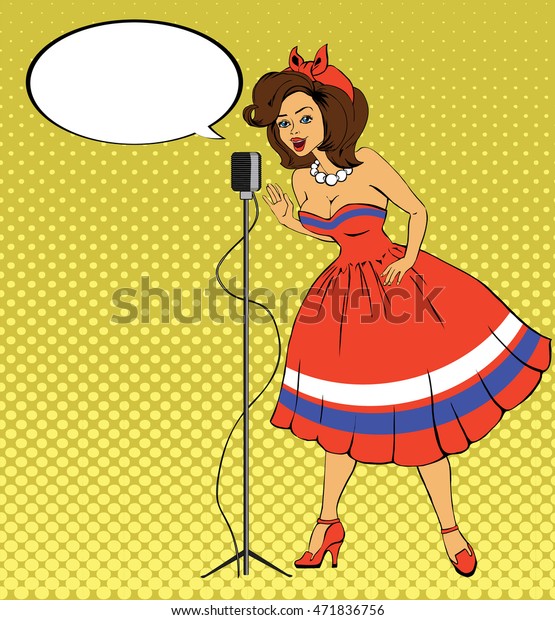 Pop Art Female Singing Comic Woman Stock Vector (Royalty Free) 471836756