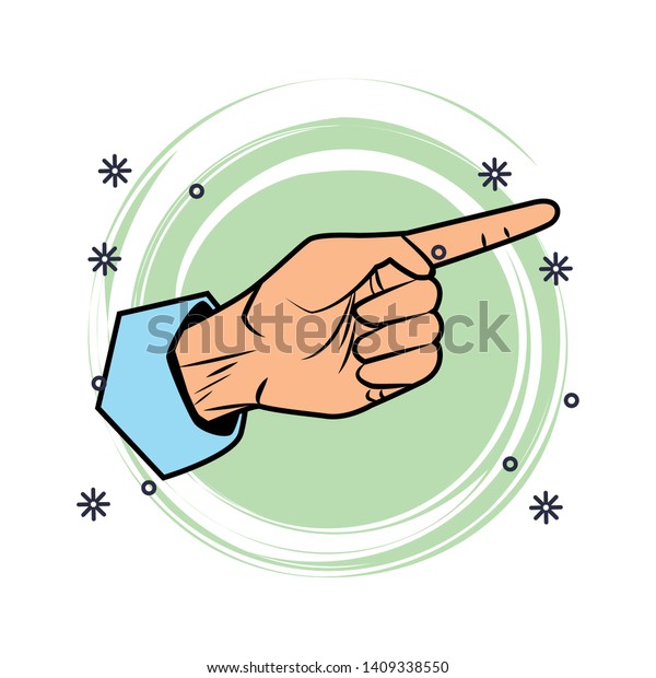 Pop Art Hand Pointing Cartoon Round Stock Vector (Royalty Free ...