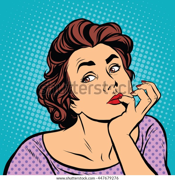 Pop Art Lady Thinks Retro Vector Stock Vector (Royalty Free) 447679276