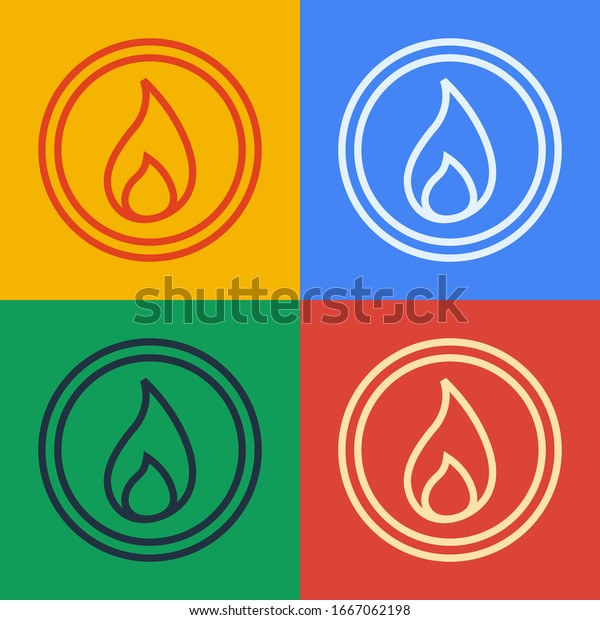 Pop Art Line Fire Flame Icon Stock Vector (Royalty Free) 1667062198