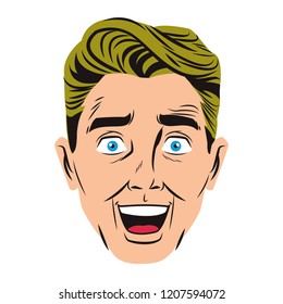 Pop Art Man Face Stock Vector (Royalty Free) 1207594690
