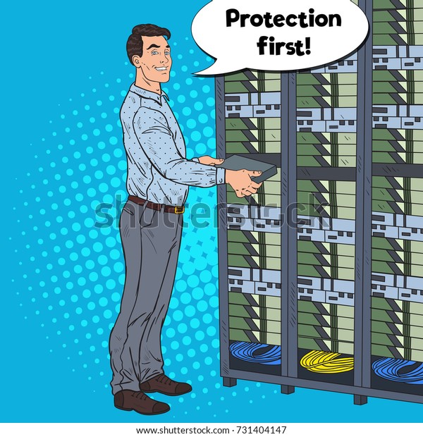 Pop Art Network Engineer Hardware Data Stock Vector (Royalty Free ...