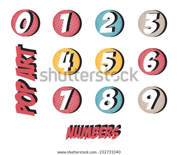 Pop Art Numbers Design Over White: เวกเตอร์สต็อก (ปลอดค่าลิขสิทธิ์ ...