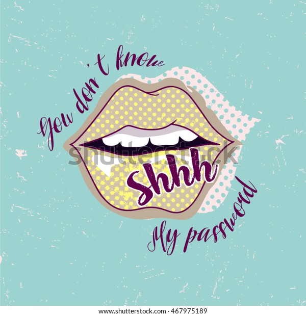 Pop Art Print Whispering Lips You: vector de stock (libre de regalías ...