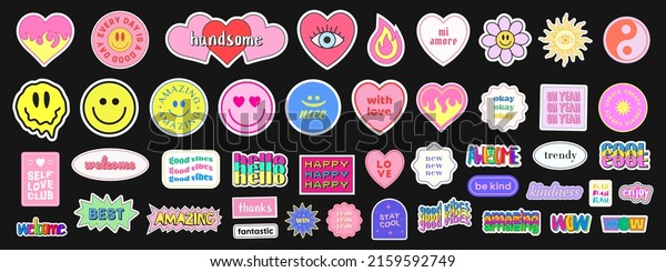 Pop Art Sticker Pack. Colecciones De: vector de stock (libre de ...