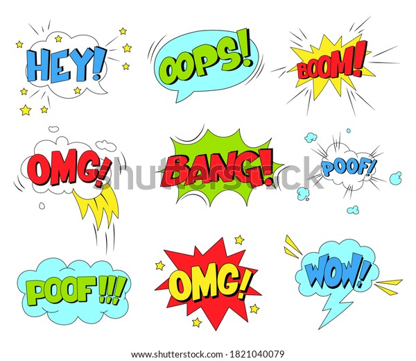 Pop Art Style Comic Template Dialog Stock Vector (Royalty Free ...