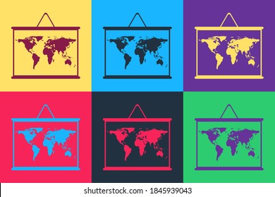 Pop Art World Map On School Stock Vector (Royalty Free) 1845939043 ...
