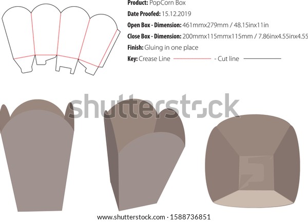Popcorn Box Template Die Cut Vector Stock Vector (Royalty Free ...