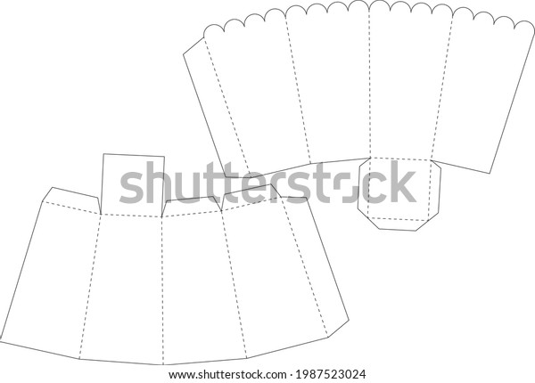 Popcorn Box Template Line Basis Set Stock Vector (Royalty Free ...