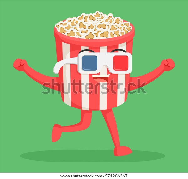 Popcorn Character Wearing 3d Glasses Stock Vector (Royalty Free ...