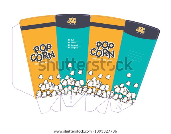 Popcorn Modern Packaging Design Diecut Template Stock Vector (Royalty ...