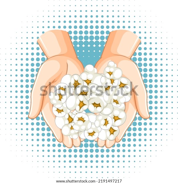 Popcorn On Human Hands Illustration Stock Vector (Royalty Free ...