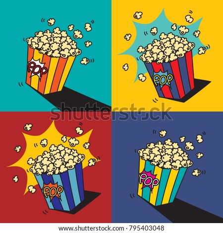 Popcorn Pop Art Style Comic Popcorn 스톡 벡터(사용료 없음) 795403048 - Shutterstock
