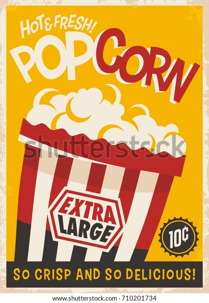 Popcorn Retro Poster Design Template Food Stock Vector (Royalty Free ...