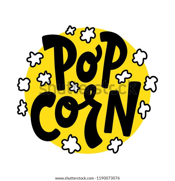Popcorn Text Label Popping Hand Drawn Stock Vector (Royalty Free ...