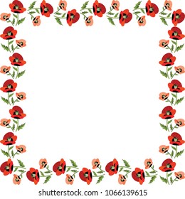 Poppy Flower Frame Background Stock Vector (Royalty Free) 1066139615 ...