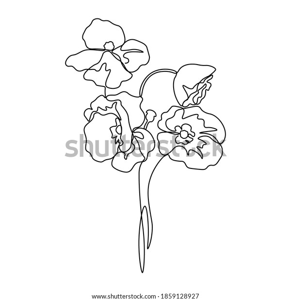 Poppy One Line Drawing Continuous Line Stock Vector (Royalty Free ...