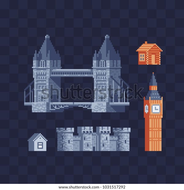 Popular Buildings Pixel Art Set World Stock Vector (Royalty Free ...