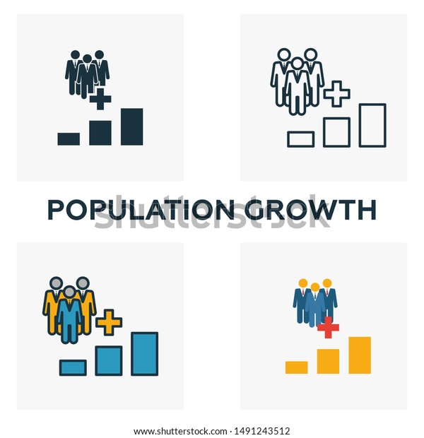 Population Growth Icon Set Four Elements Stock Vector (Royalty Free ...