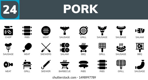 Pork Icon Set 24 Filled Pork Stock Vector (Royalty Free) 1498997789 ...
