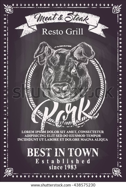 Pork Menu Poster Sketch Drawing On Stock Vector (Royalty Free ...