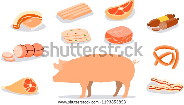 Pork Products Widely Consumed Processed Products Stock Vector Royalty