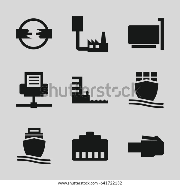 Port Icons Set Set 9 Port Stock Vector (Royalty Free) 641722132