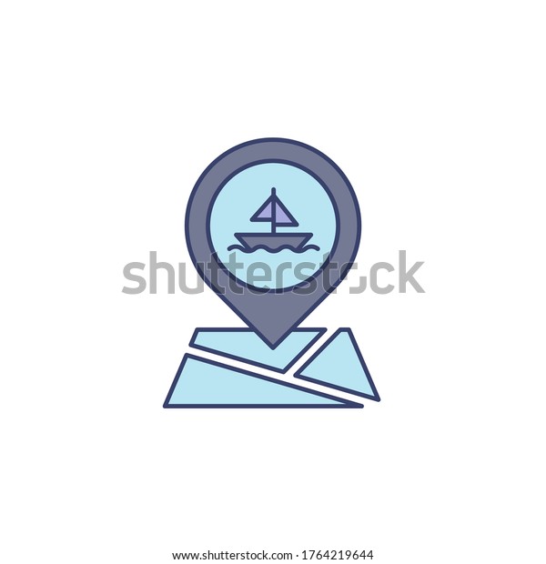 Port Location Pin Vector Icon Symbol: เวกเตอร์สต็อก (ปลอดค่าลิขสิทธิ์ ...