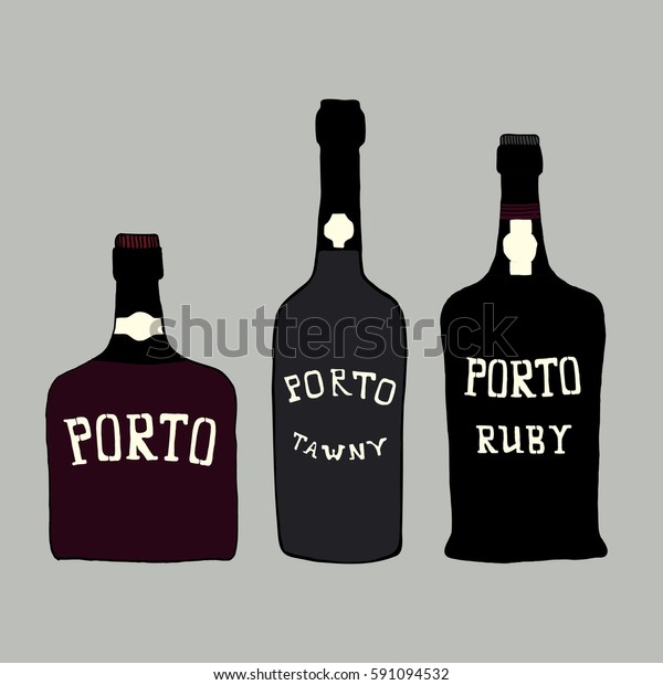 Port Wine Bottles Vector Illustration Three Stock Vector (Royalty Free ...