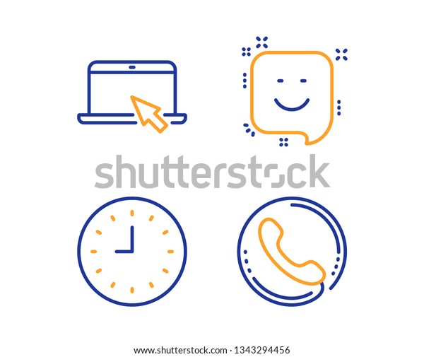 Portable Computer Smile Clock Icons Simple: vector de stock (libre de ...