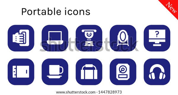 Portable Icon Set 10 Filled Portable Stock Vector (Royalty Free ...