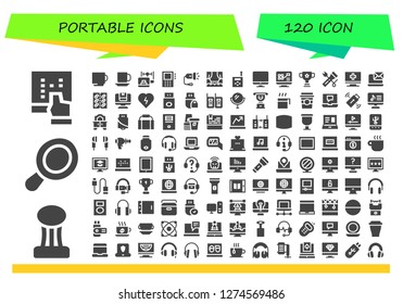 Portable Icon Set 120 Filled Portable Stock Vector (Royalty Free ...