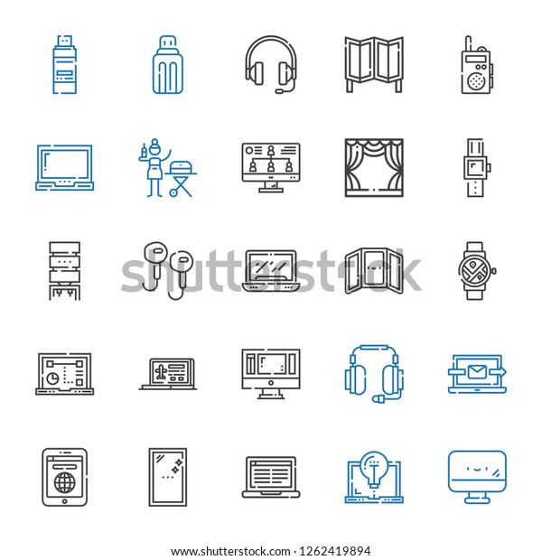 Portable Icons Set Collection Portable Screen Stock Vector (Royalty ...