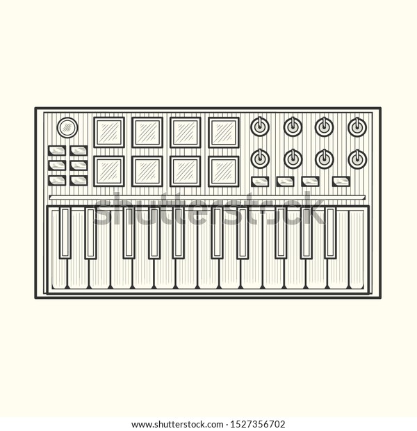 Portable Synthesizer Line Art Version Stock Vector (Royalty Free ...