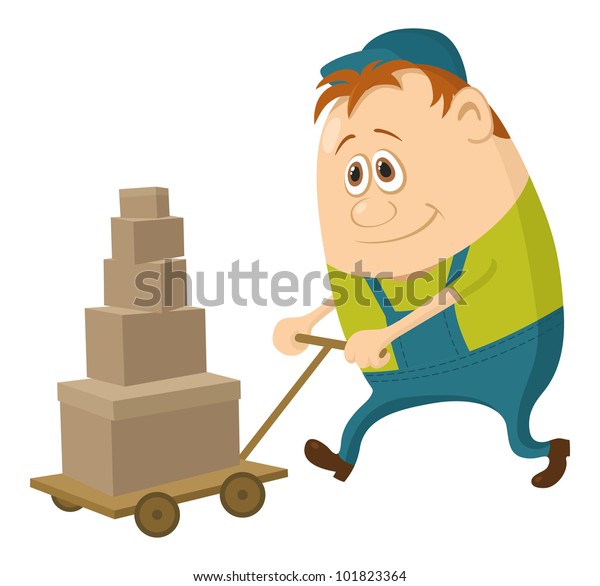 Vector de stock (libre de regalías) sobre Porter Baggage Trolley ...