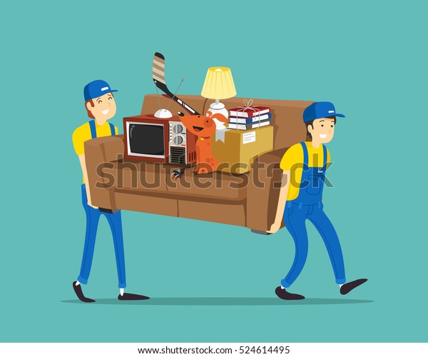 Porters Carry Sofa Vector Illustration Stock Vector (Royalty Free ...
