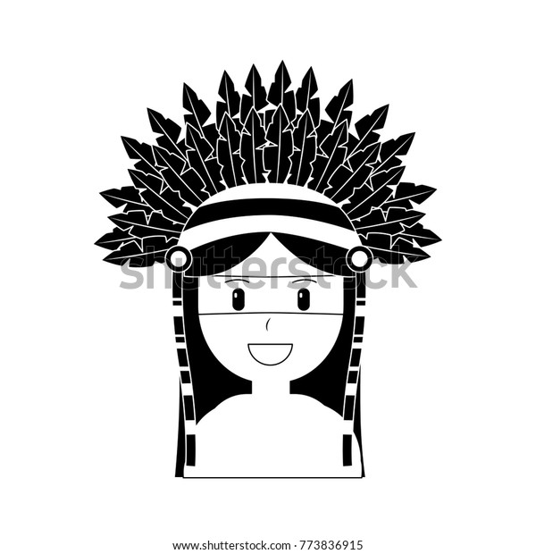 Portrait Aboriginal Native American War Bonnet Stock Vector (Royalty ...