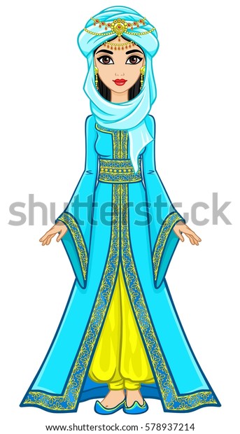 Portrait Animation Arab Princess Ancient Suit Stock Vector (Royalty ...