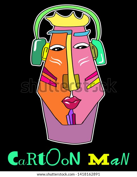 Portrait Cartoon Man Modern Abstract Style Stock Vector (Royalty Free ...