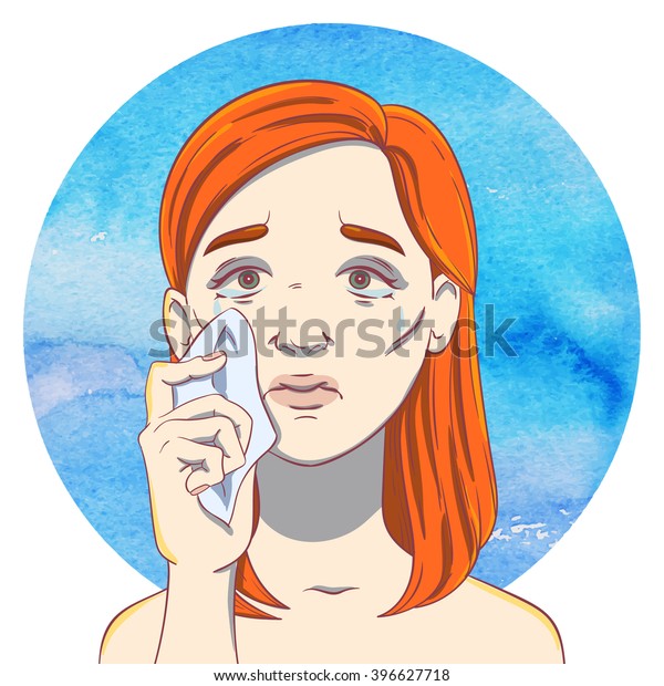 Portrait Crying Young Girl Ginger Hair Stock Vector (Royalty Free ...