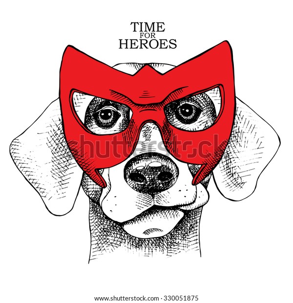 Portrait Dog Wearing Red Mask Hero Stock Vector (Royalty Free) 330051875