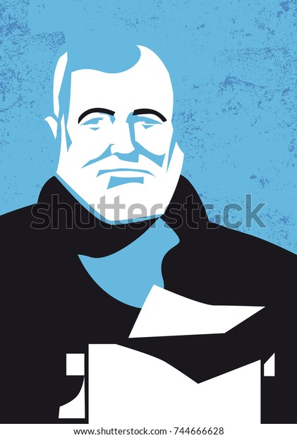 Portrait Ernest Hemingway Stock Vector (Royalty Free) 744666628 ...