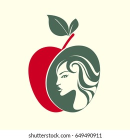 Portrait Eve Apple Fruitvector Symbol 스톡 벡터(로열티 프리) 649490911 ...
