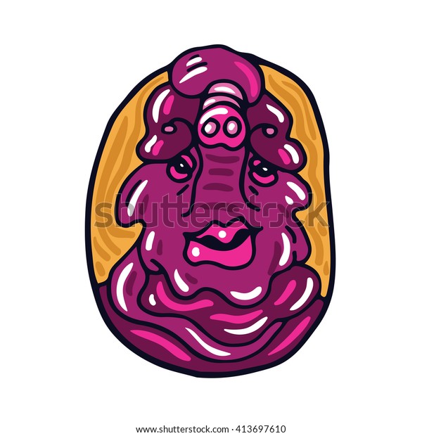 Portrait Fat Pink Alien Fictional Creature Stock Vector (Royalty Free ...