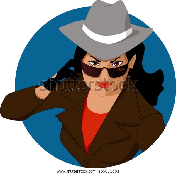 Portrait Female Secret Agent Vector Cartoon 库存矢量图（免版税）165071681 ...