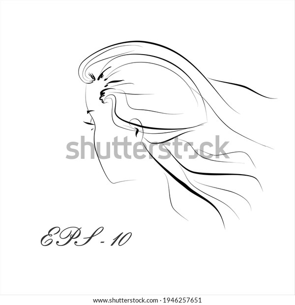 Portrait Girl Long Hair Stock Vector Royalty Free 1946257651