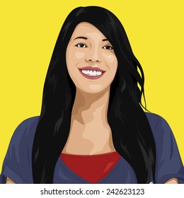 Portrait Happy Young Lady Vector Stock Vector (Royalty Free) 242623123 ...